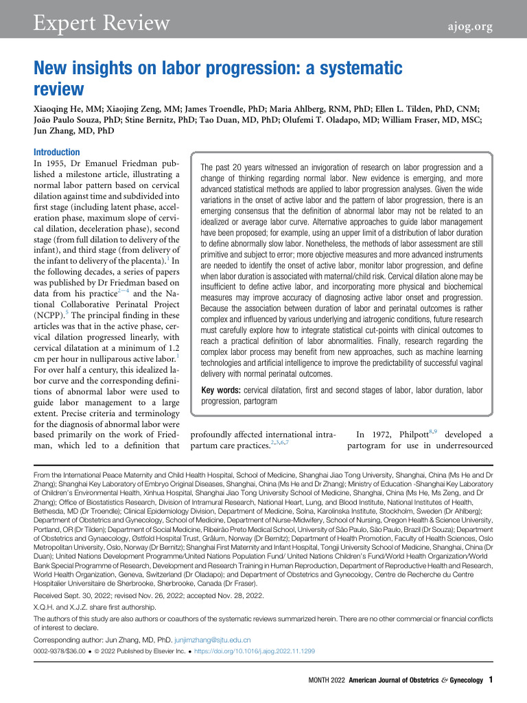 Labor Progression Sys Rev March 2023 | Download Free PDF | Childbirth ...