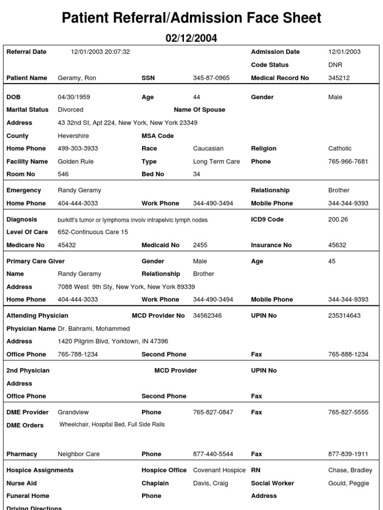 Ron Geramy Admission Face Sheet | PDF | Law