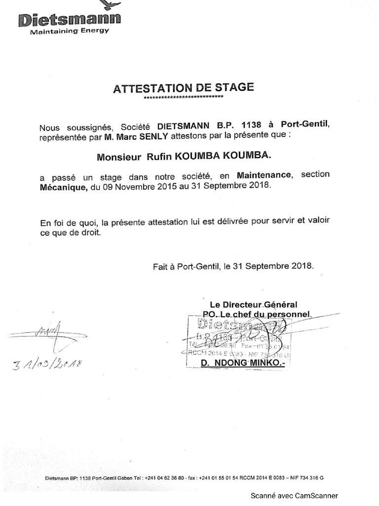 Attestation de Stage | PDF