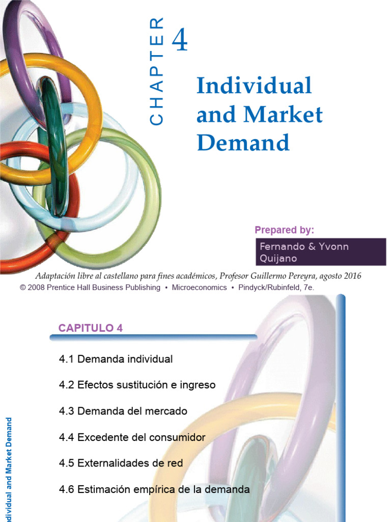 Cap 4 Demandaindividuoydelmercado Pindyck | PDF | Excedente económico | Elasticidad (economía)
