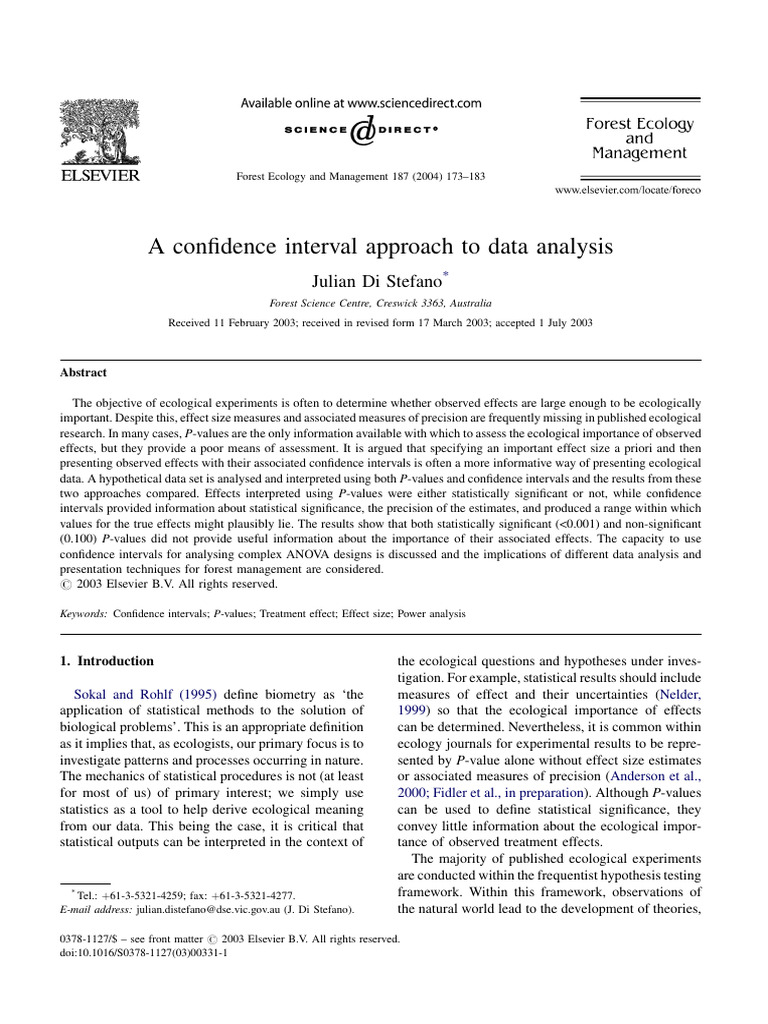 A Confidence Interval Approach To Data Analysis | PDF | P Value | Statistics