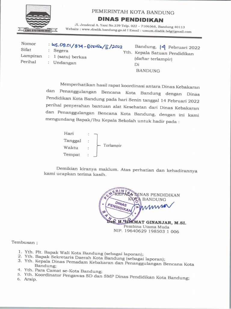 Undangan Penyerahan Alkes Dari DiskarPB | PDF