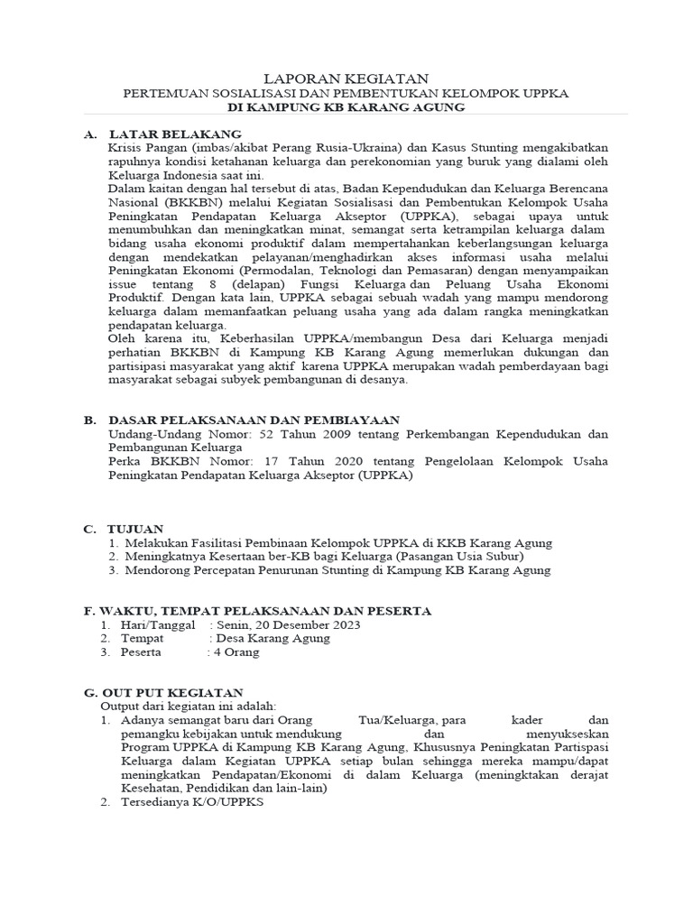 Laporan Kegiatan Uppka Rani | PDF | Bisnis | Ilmu Sosial