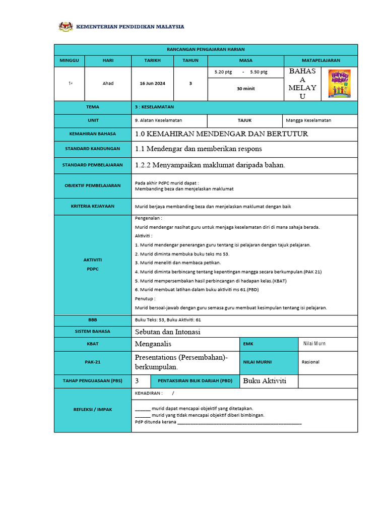 RPH BM THN 3-Unit 9 | PDF