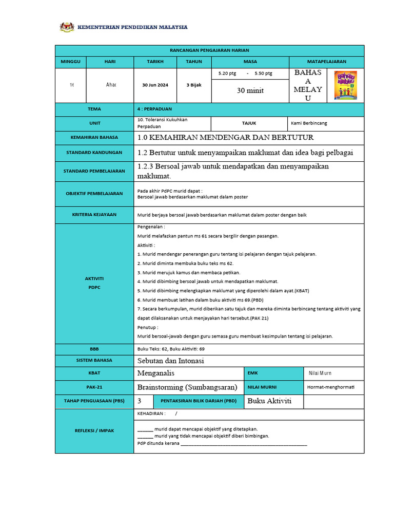 RPH BM THN 3-Unit 10 | PDF