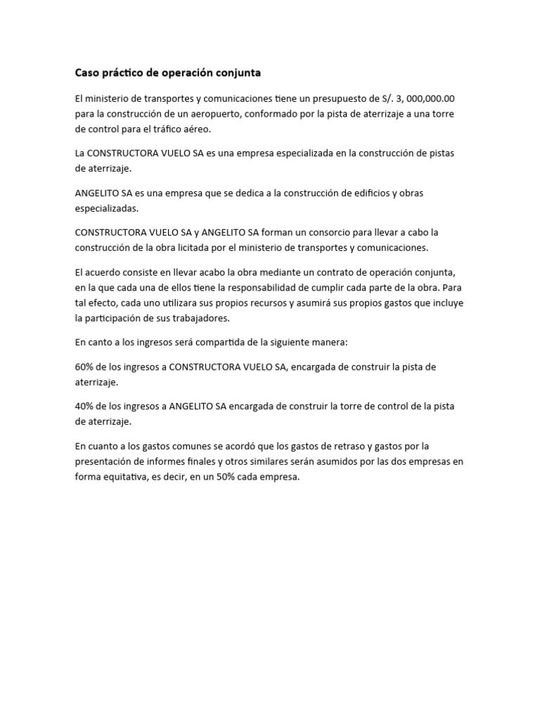 Caso Practico NIIF 11 Acuerdos Conjuntos Parte I | PDF | Activo fijo ...