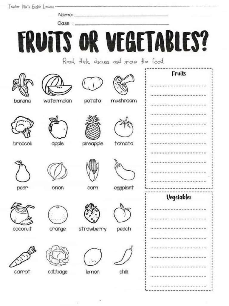 Fruits and Vegetable Worksheet | PDF