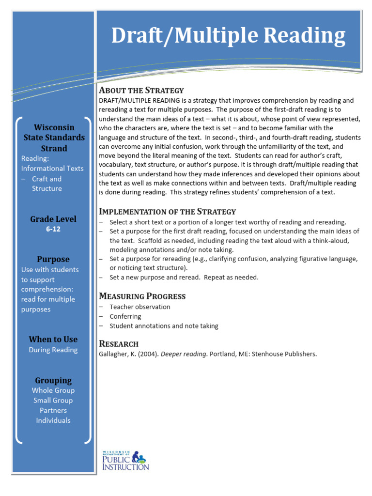 RI - Cs Draft-Multiple Reading | PDF | Reading Comprehension ...