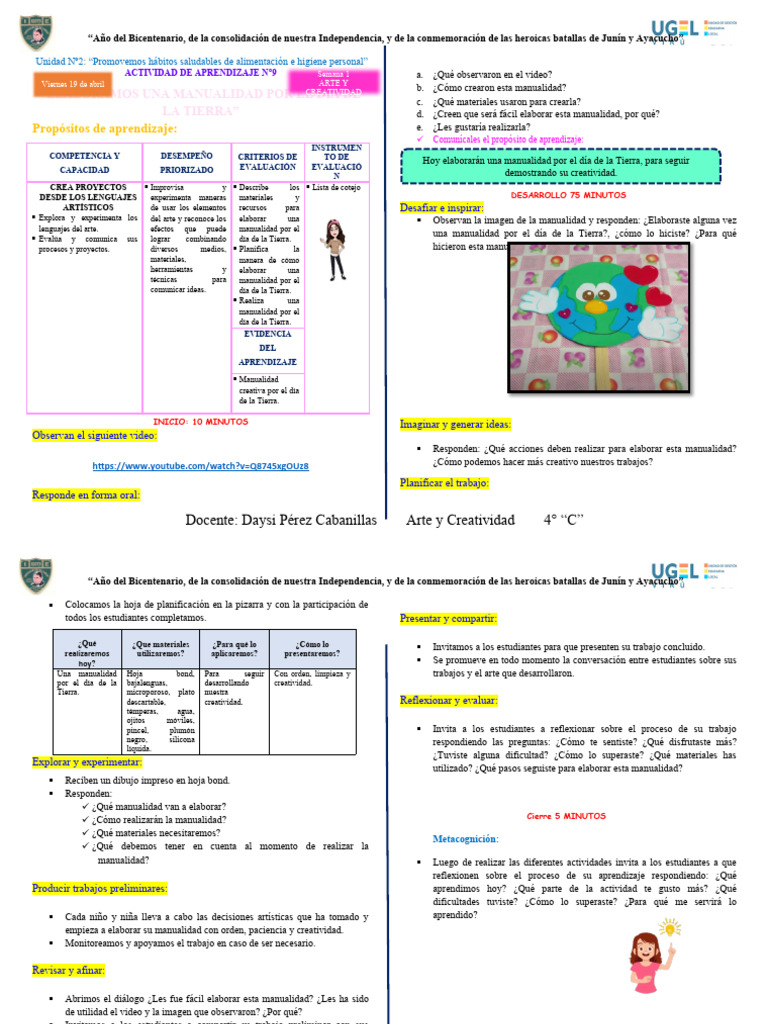 Elaboramos Una Manualidad Por El Día de La Tierra | PDF | Creatividad ...