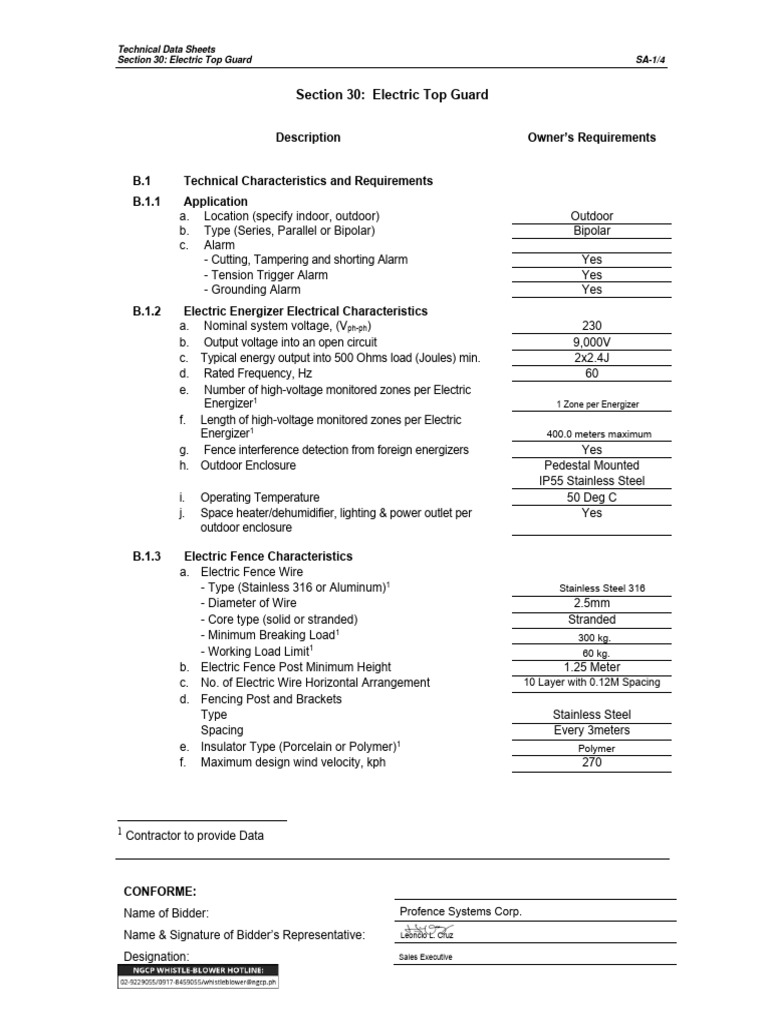 Technical Data Sheet (TDS) Electric Top Guard Latest | PDF | High ...