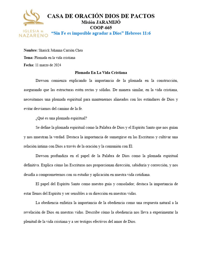 Plomada en La Vida Cristiana Sharick | PDF | Fe | eucaristía
