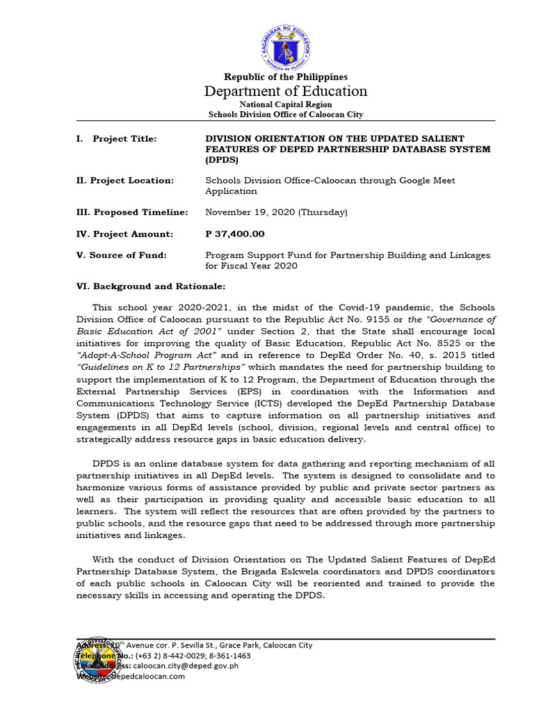 Caloocan DepEd Partnership Database Orientation | PDF | Databases ...