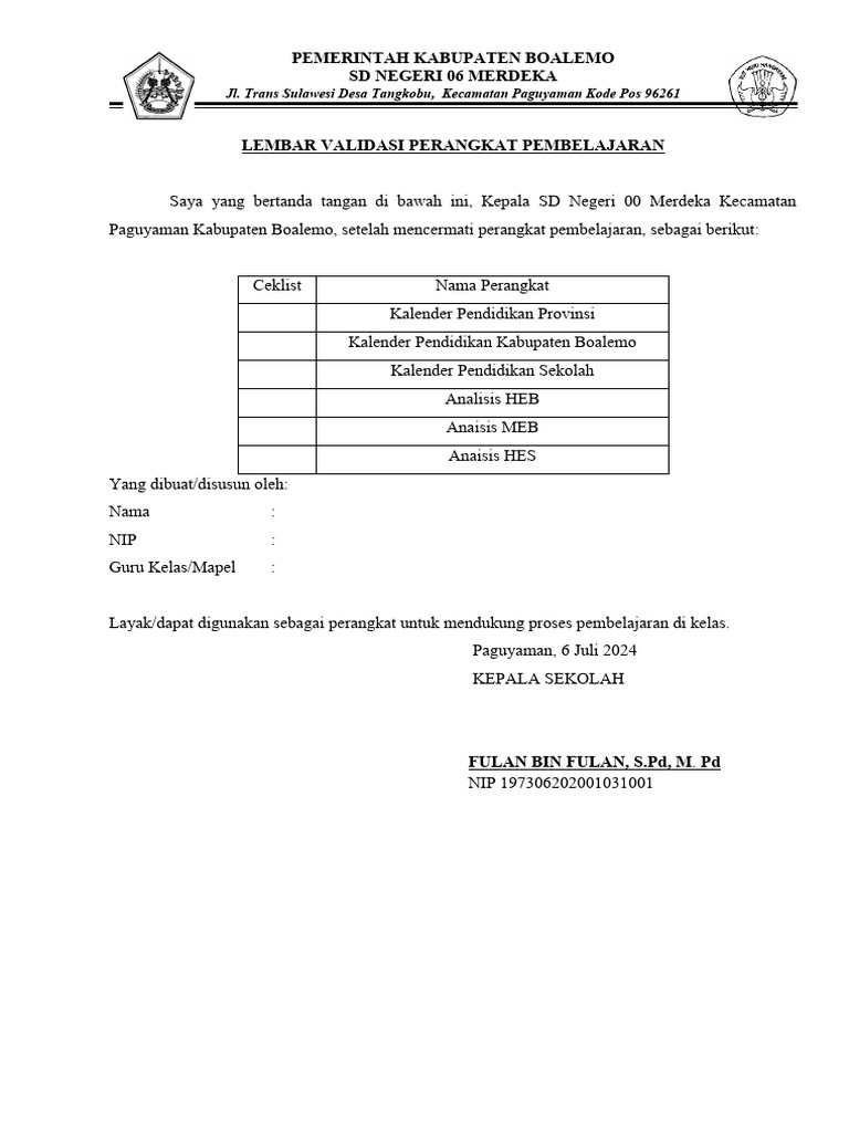 Contoh Lembar Pengesahan | PDF