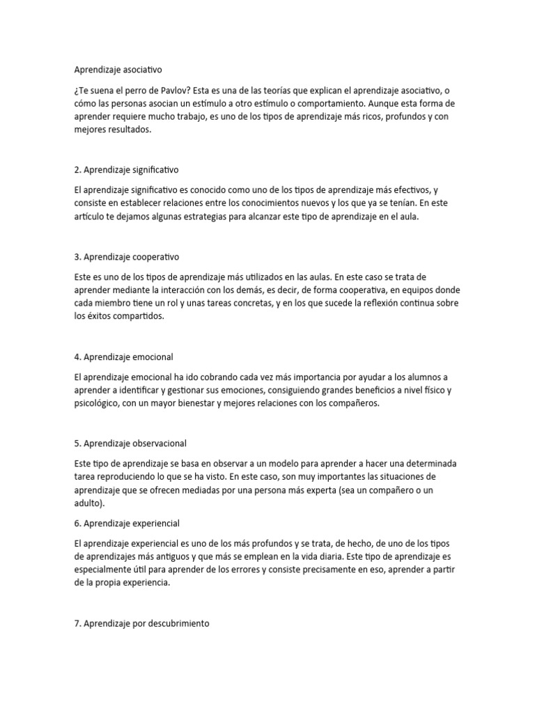 Aprendizaje Asociativo | PDF | Aprendizaje | Las emociones