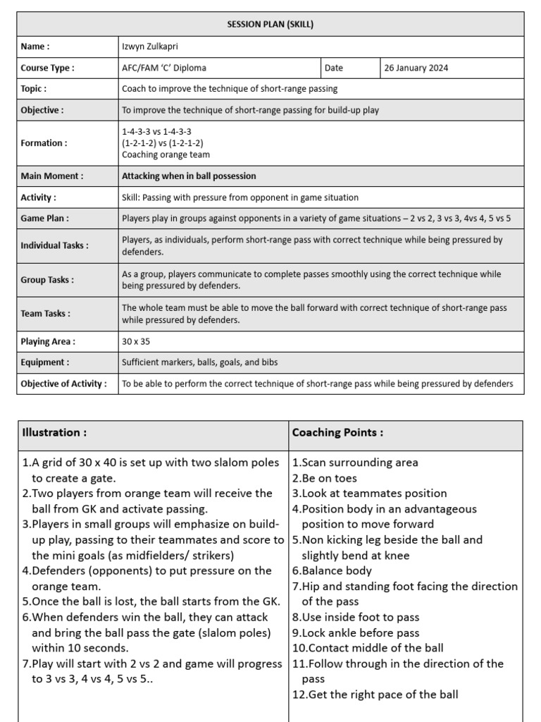 A3 Short Range Passing V2 | PDF | Defender (Association Football) | Athletic Sports