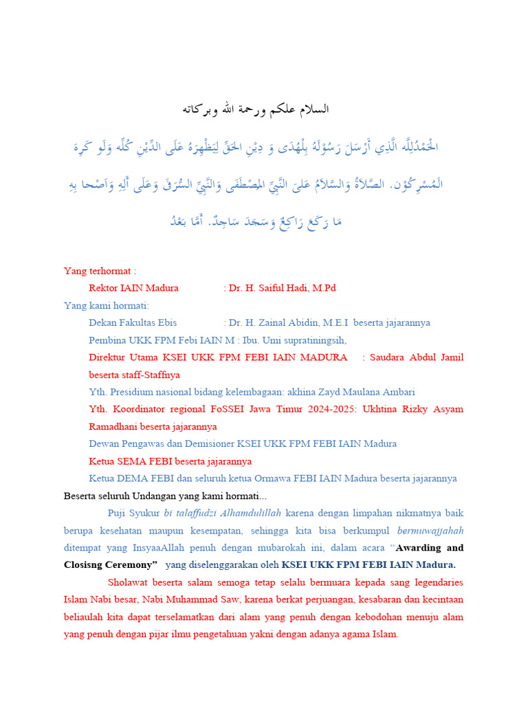 Acara Awarding KSEI UKK FEBI | PDF | Agama & Spiritualitas