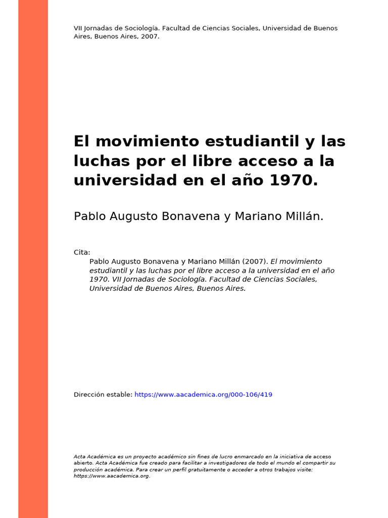 Pablo Augusto Bonavena y Mariano Millán (2007) - El Movimiento ...
