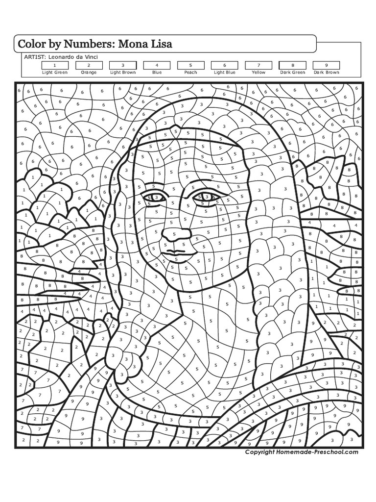 Mona-Lisa-Leonardo-Da-Vinci Colour by Number | PDF