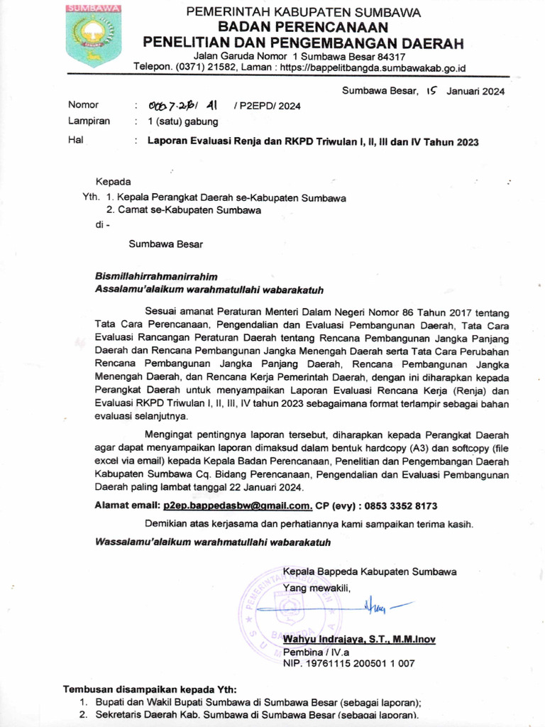 Surat Lap.ev.RKPD2023 | PDF