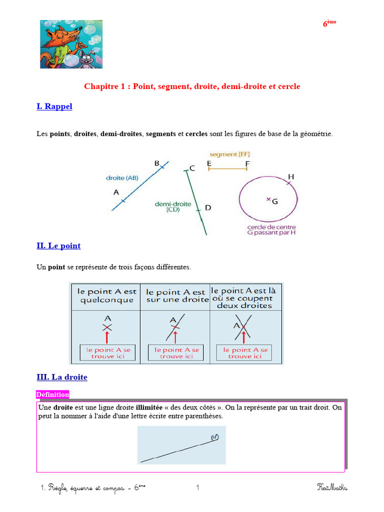 Droite, demi-droite et segment en géométrie | PDF | Droite ...