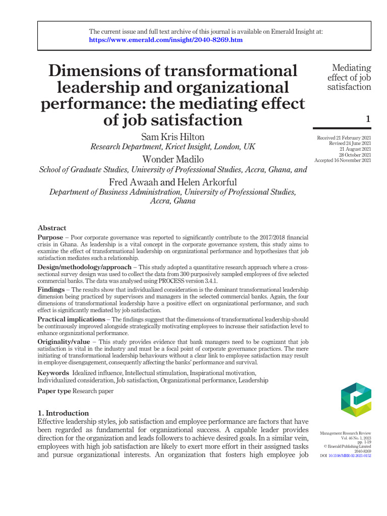 Dimensions of Transformational | PDF | Leadership | Transformational Leadership