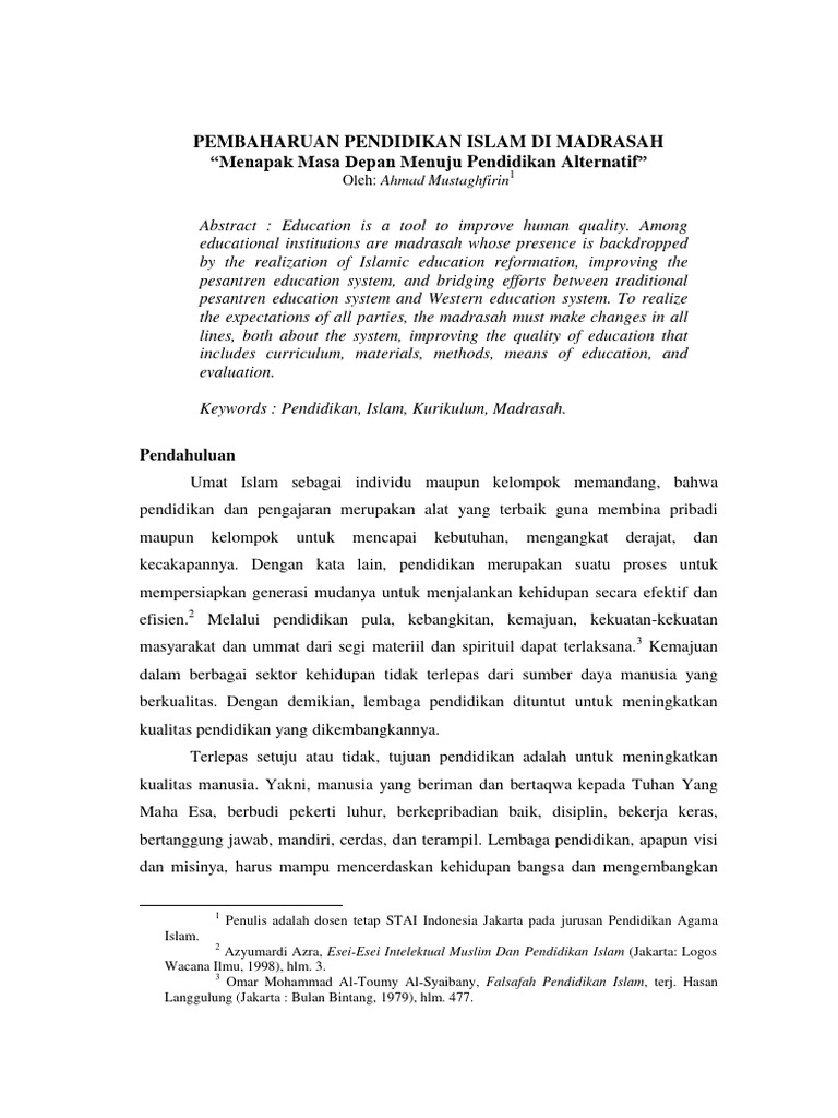 Pembaharuan Pendidikan Madrasah Islam | PDF