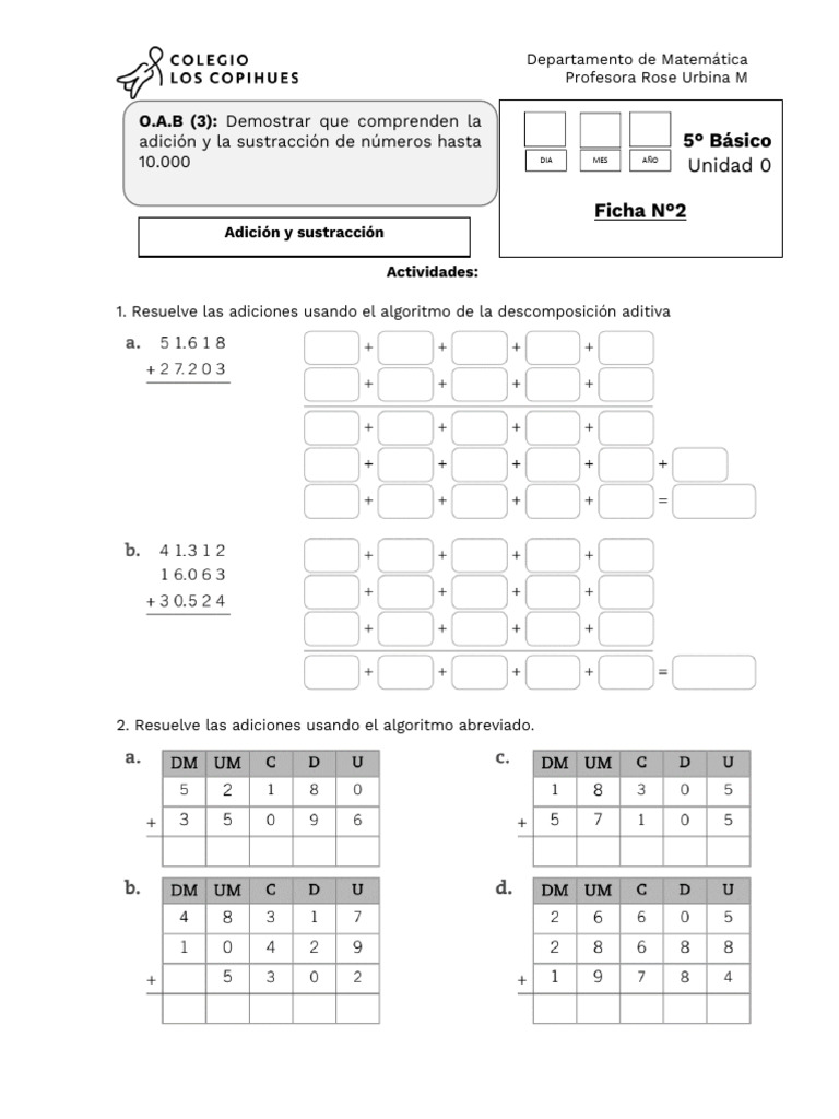 Unidad_0_5°__F2 | PDF