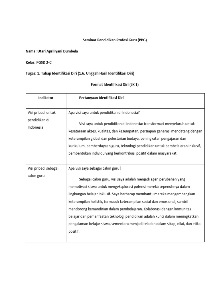 Visi Pendidikan Utari Dumbela | PDF
