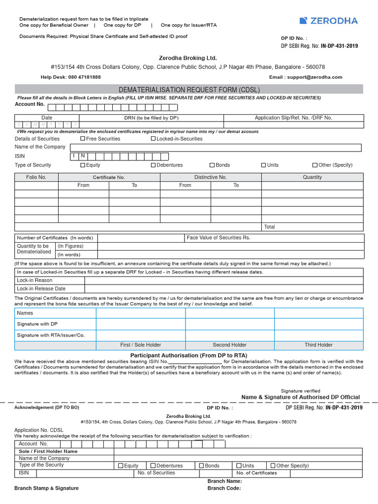 Zero d Had e Materialization Request | PDF | Securities (Finance ...