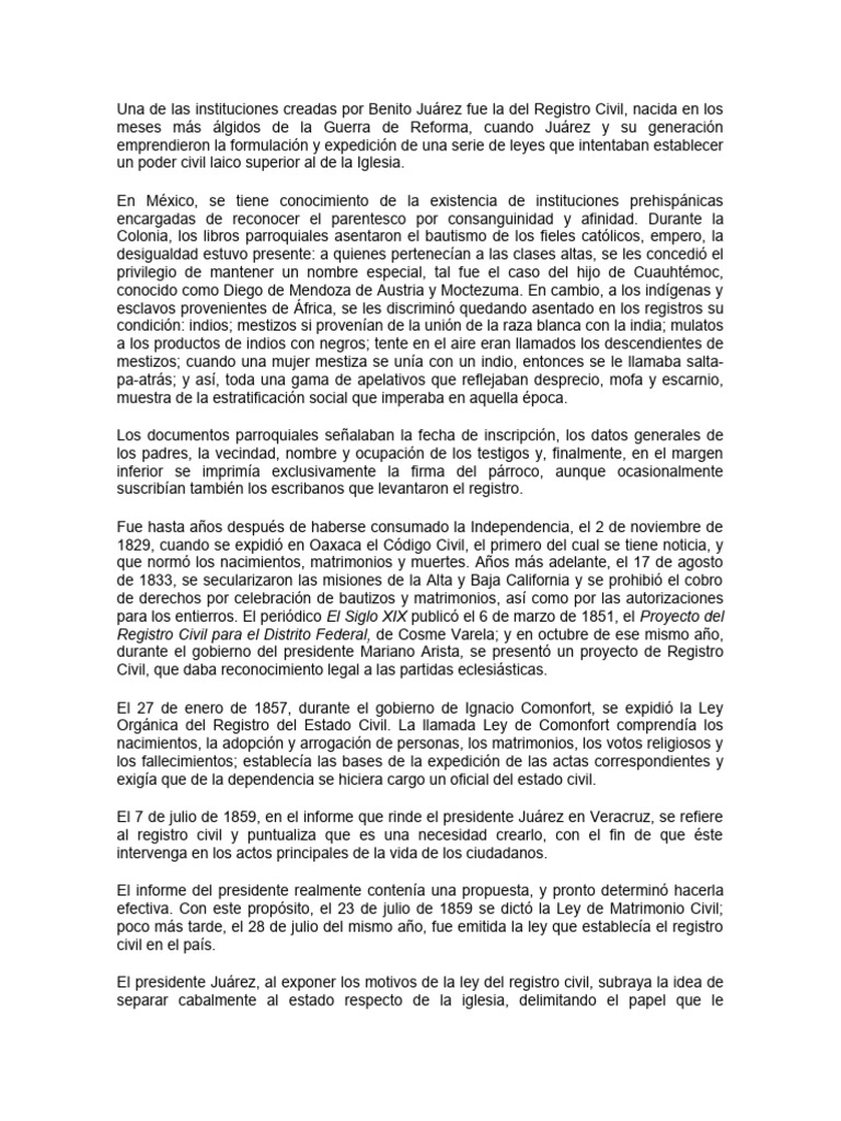 Historia Del Registro Civil | PDF