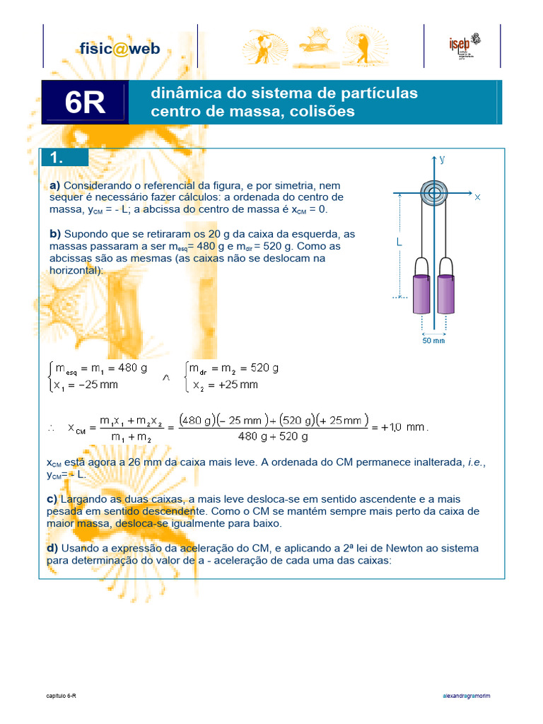 08-Dinamica Do Sistema de Particulas Resolucao | PDF | Colisão | Iniciativa/Conjuntura