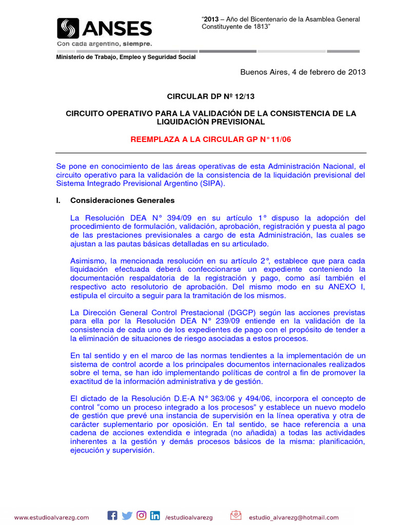 Anses Circular DP #12/13 Circuito Operativo para La Validación de La ...