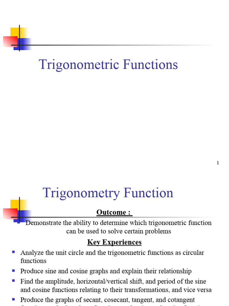 Trigonometric Function Pdf Trigonometric Functions Mathematical