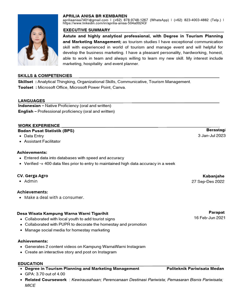 CV LILY | PDF | Human Communication | Business