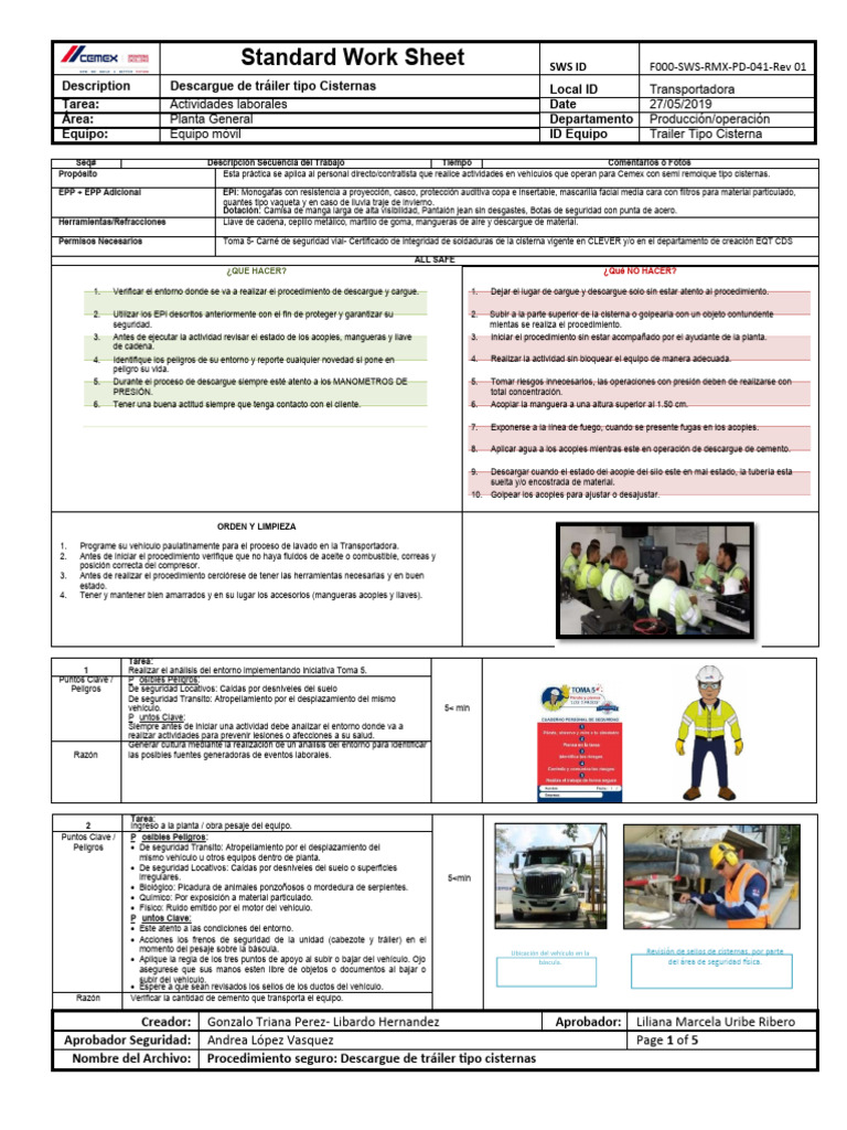 F000-SWS-RMX-PD-041-Rev 01 Descargue de Cemento A Granel en Equipo Tipo ...