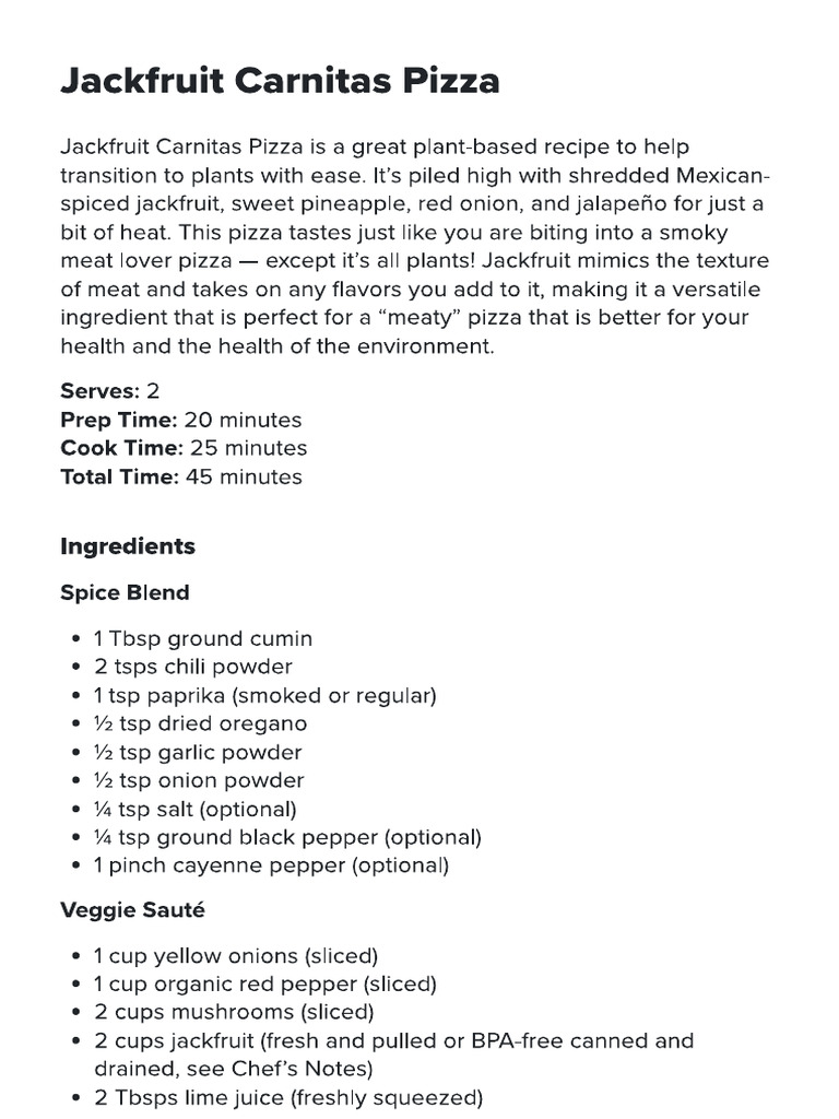Jackfruit Carnitas Pizza | PDF