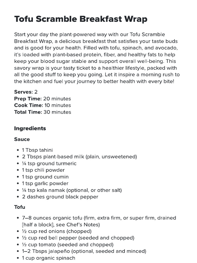 Tofu Scramble Breakfast Wrap | PDF