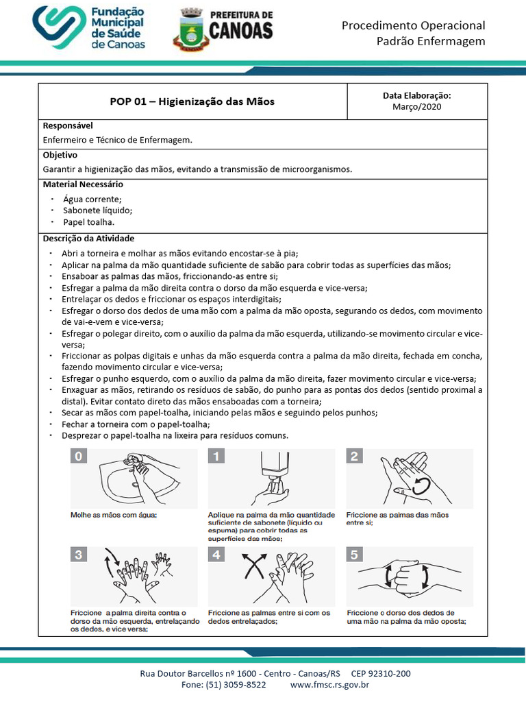 POP Higienização das Mãos na Enfermagem | PDF