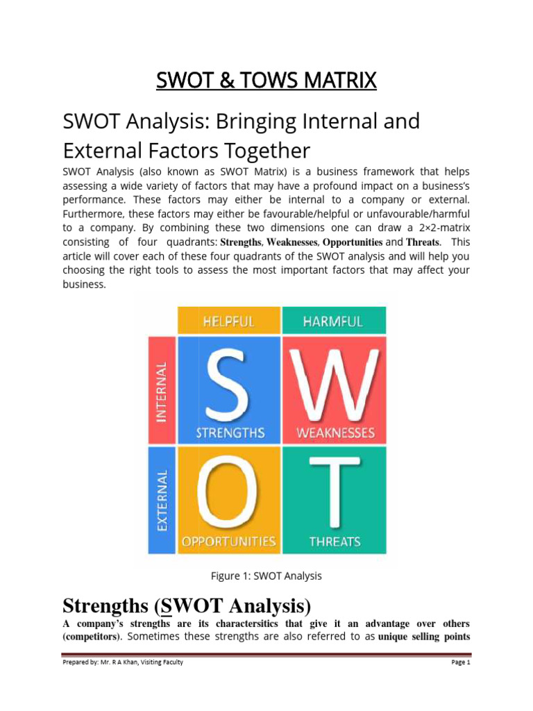 SWOT & TOWS Matrix | PDF | Swot Analysis | Financial Economics