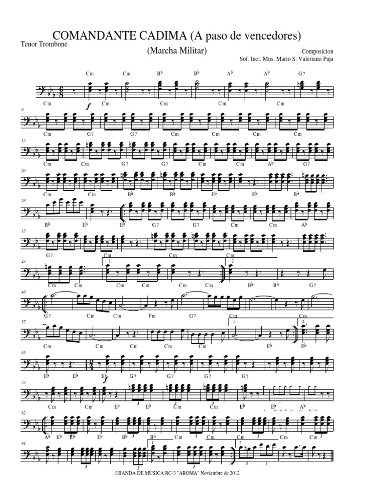CMTE. CADIMA (Marcha Militar) - Tenor Trombone | PDF