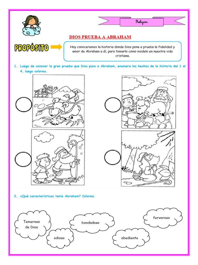 E5 S2 Ficha D2 Religión Dios Prueba A Abraham | PDF | Abrahán | Teología