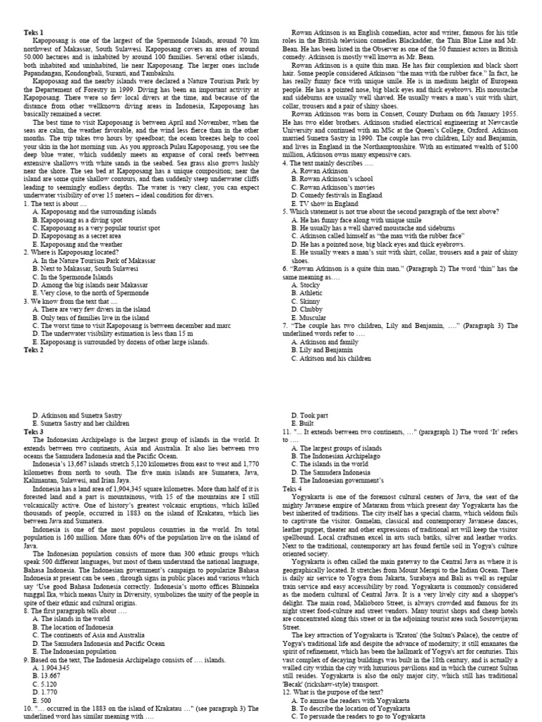 Descriptive Text - Soal | PDF | Java | Indonesia