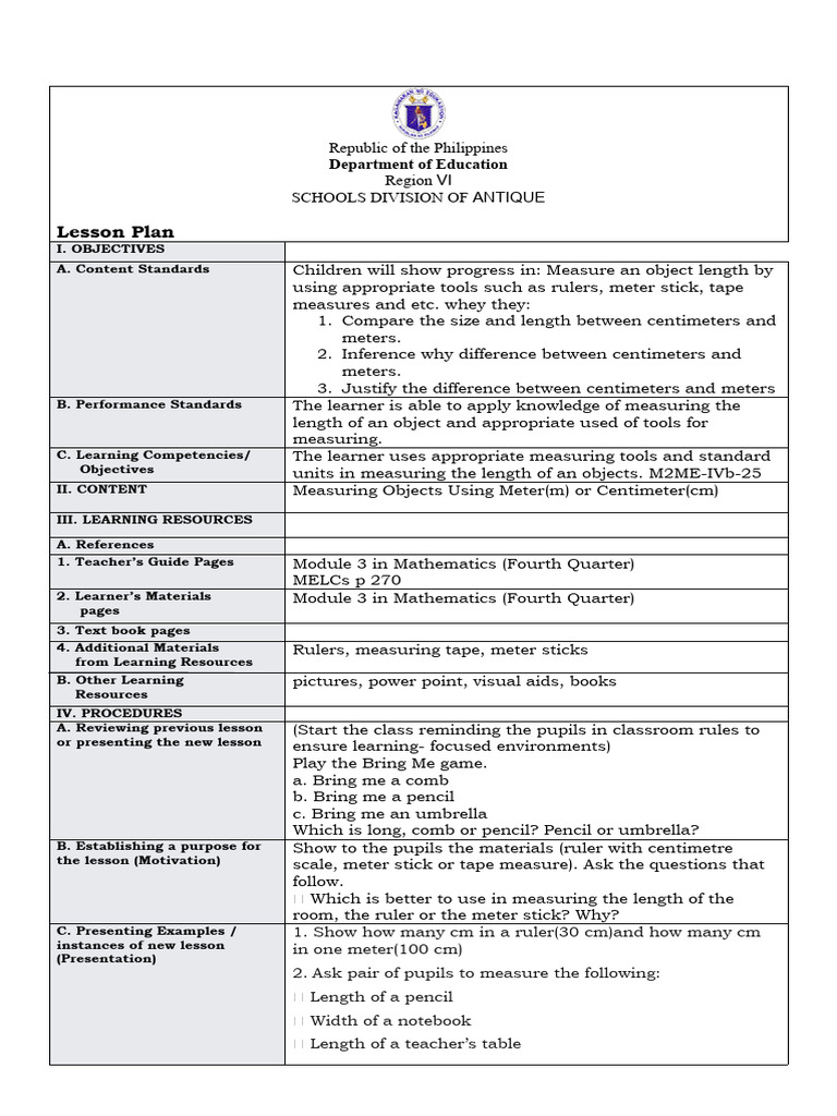 COT LP in Math Quarter 4module 3... 1 | PDF | Learning | Lesson Plan