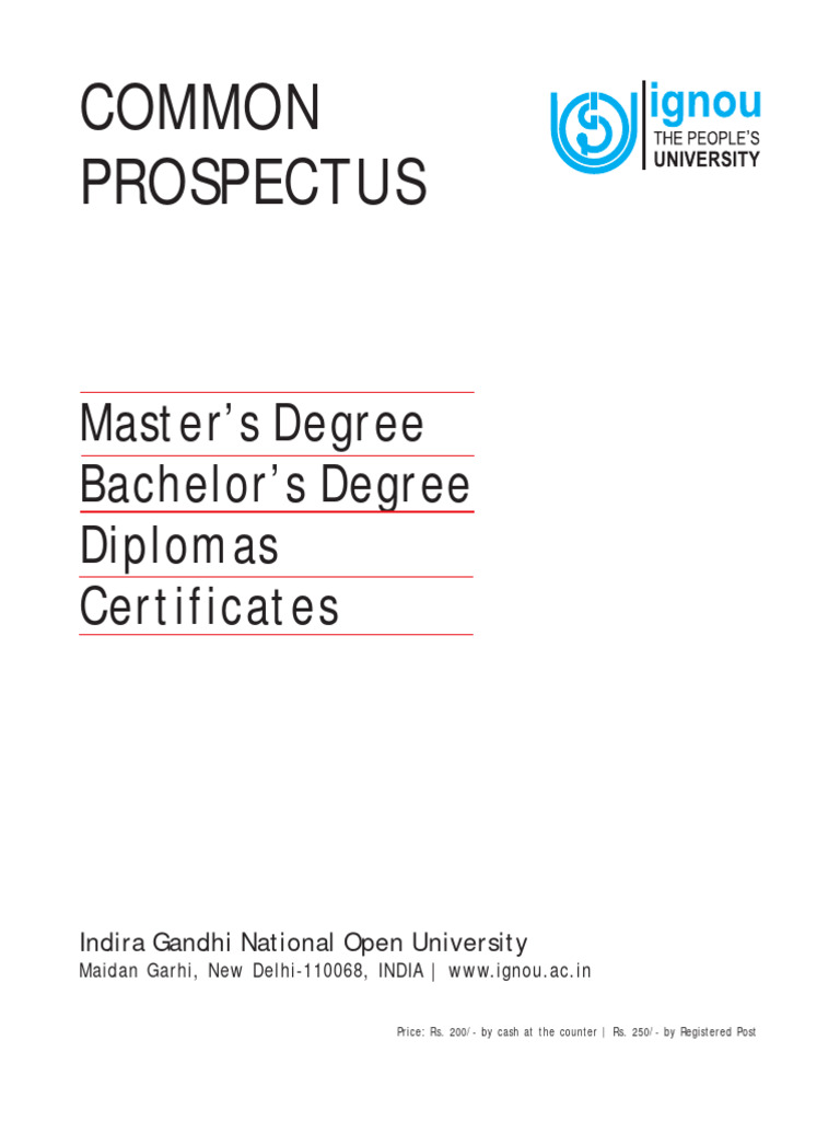 IGNOU Prospectus Inside Pages | PDF | University And College Admission ...