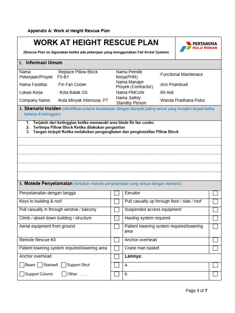 SWP Rescue Plan Work at Height Pillow Block | PDF