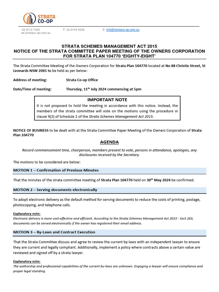SP104770 SCM Paper Meeting Agenda 11.07.24 | PDF | Insurance | Business