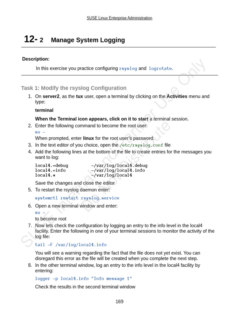 SLE201v15 Lab Exercise 12.2 | PDF | Superuser | Computer Science