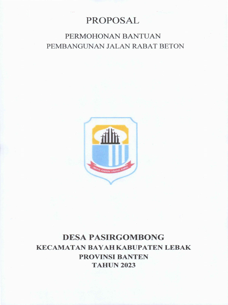 PROPOSAL PERMOHONAN BANTUAN PEMBANGUNAN JALAN RABAT BETON DS PSG | PDF