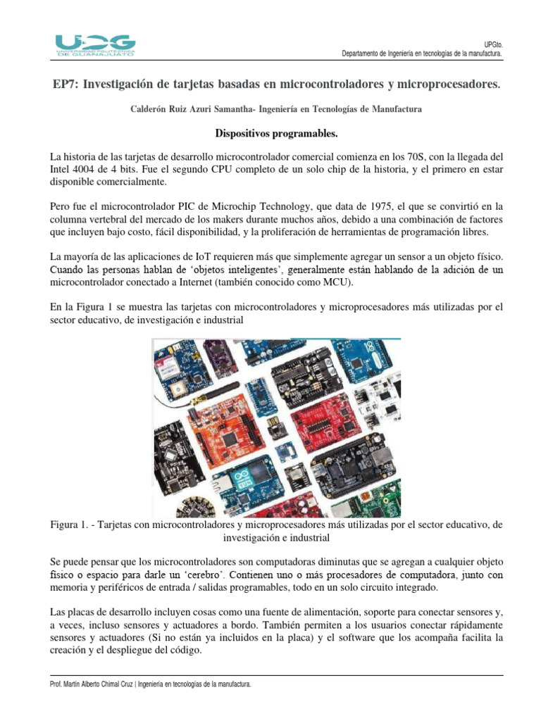EP7: Investigación de Tarjetas Basadas en Microcontroladores y Microprocesadores | PDF | Arduino ...