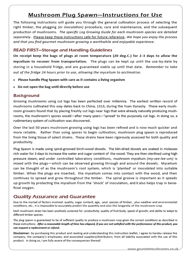 Plug Spawn Instructions Part One 2018 | PDF | Trees | Wood